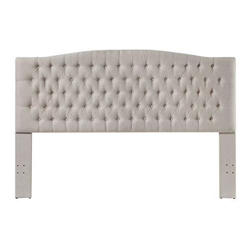 24KF Linen Upholstered Tufted Button King Headboard and Comfortable Fashional Padded King/California King Size headboard - Ivory