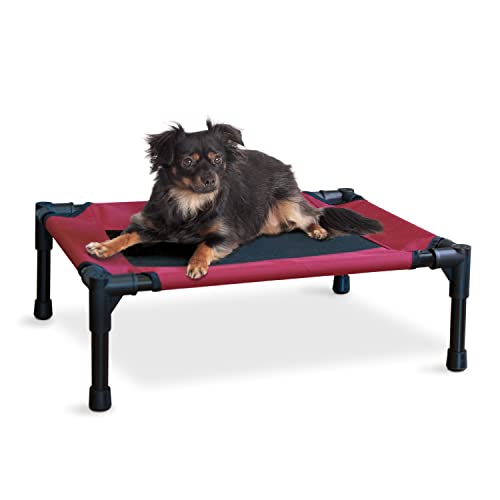 K&H PET PRODUCTS Elevated Cooling Outdoor Dog Bed Portable Raised Dog Cot Red/Black Small 17 X 22 X 7 Inches