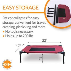 K&H PET PRODUCTS Elevated Cooling Outdoor Dog Bed Portable Raised Dog Cot Red/Black Small 17 X 22 X 7 Inches