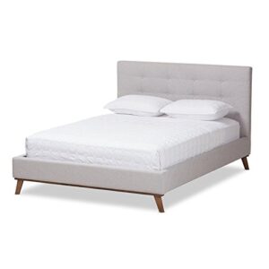 Baxton Studio Valencia Upholstered Queen Platform Bed in Gray Beige