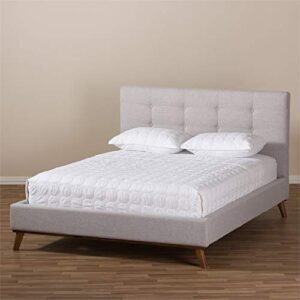 Baxton Studio Valencia Upholstered Queen Platform Bed in Gray Beige