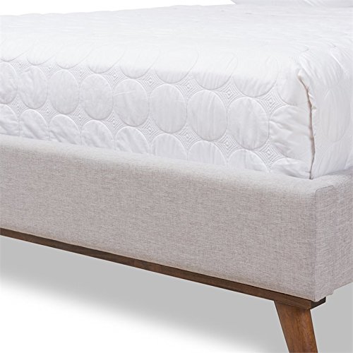 Baxton Studio Valencia Upholstered Queen Platform Bed in Gray Beige