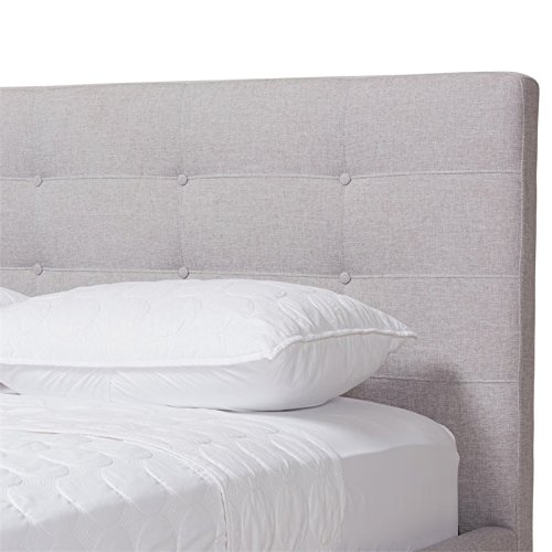 Baxton Studio Valencia Upholstered Queen Platform Bed in Gray Beige