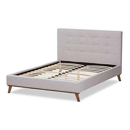 Baxton Studio Valencia Upholstered Queen Platform Bed in Gray Beige