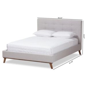 Baxton Studio Valencia Upholstered Queen Platform Bed in Gray Beige