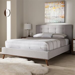 Baxton Studio Valencia Upholstered Queen Platform Bed in Gray Beige