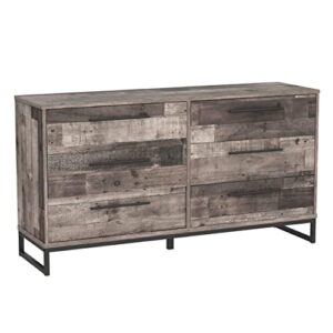 signature design by ashley neilsville industrial butcher block style dresser, natural pallet brown