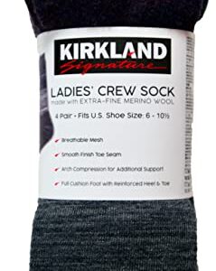 Kirkland Signature Ladies' Crew Socks Extra-Fine Merino Wool, Purple, 4 Pairs