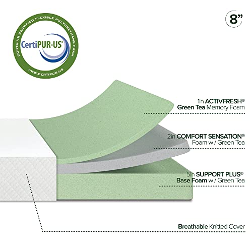 Zinus 8 Inch Green Tea Arie Memory Foam Mattress/CertiPUR-US Certified/Bed-in-a-Box/Pressure Relieving/Made in USA, Full