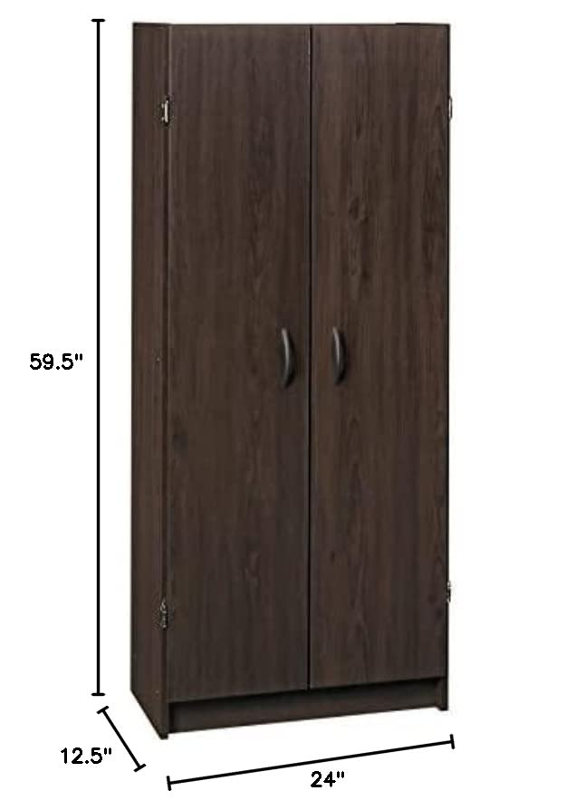 ClosetMaid Pantry Cabinet Cupboard with 2 Doors, Adjustable Shelves Standing, Storage for Kitchen, Laundry, or Utility Room, Espresso