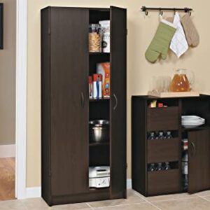 ClosetMaid Pantry Cabinet Cupboard with 2 Doors, Adjustable Shelves Standing, Storage for Kitchen, Laundry, or Utility Room, Espresso