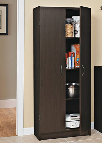 ClosetMaid Pantry Cabinet Cupboard with 2 Doors, Adjustable Shelves Standing, Storage for Kitchen, Laundry, or Utility Room, Espresso