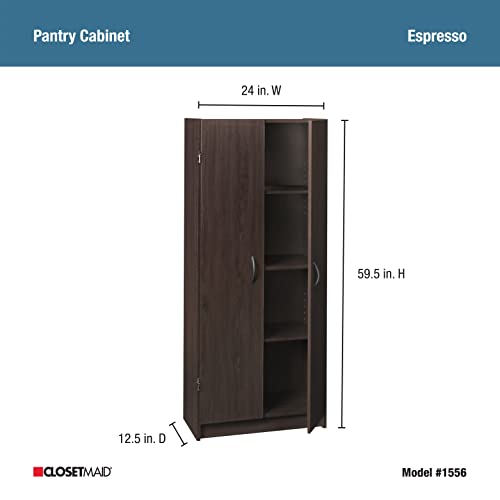 ClosetMaid Pantry Cabinet Cupboard with 2 Doors, Adjustable Shelves Standing, Storage for Kitchen, Laundry, or Utility Room, Espresso