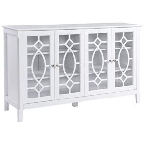 homcom modern sideboard with storage, console table, buffet cabinet with glass doors for living room, white