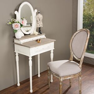 Baxton Studio Anjou Traditional French Accent Dressing Table with Mirror, White