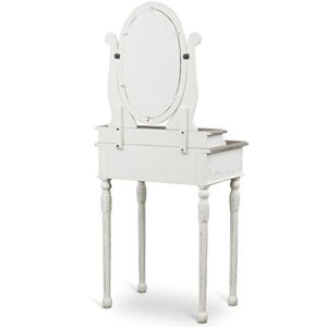 Baxton Studio Anjou Traditional French Accent Dressing Table with Mirror, White