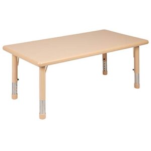 flash furniture 24″w x 48″l rectangular natural plastic height adjustable activity table