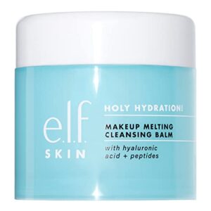 e.l.f. holy hydration! makeup melting cleansing balm, face cleanser & makeup remover, infused with hyaluronic acid to hydrate skin, 2 oz