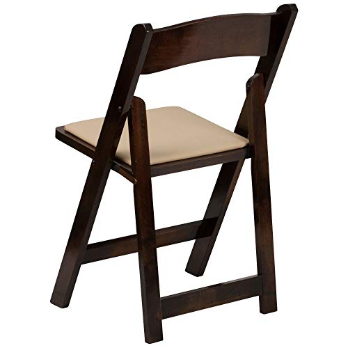 Flash Furniture 4 Pack HERCULES Series Fruitwood Wood Folding Chair with Vinyl Padded Seat