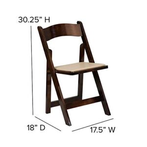 Flash Furniture 4 Pack HERCULES Series Fruitwood Wood Folding Chair with Vinyl Padded Seat