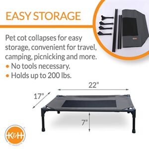 K&H PET PRODUCTS Elevated Cooling Outdoor Dog Bed Portable Raised Dog Cot Charcoal/Black Small 17 X 22 X 7 Inches