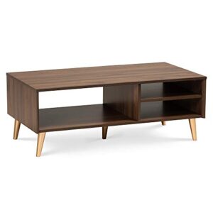 baxton studio landen coffee tables, walnut brown/gold