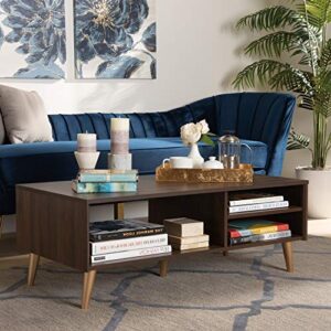 Baxton Studio Landen Coffee Tables, Walnut Brown/Gold