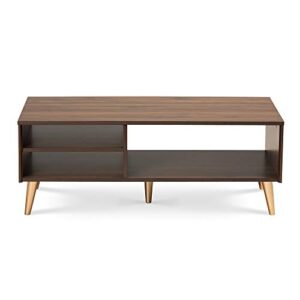 Baxton Studio Landen Coffee Tables, Walnut Brown/Gold