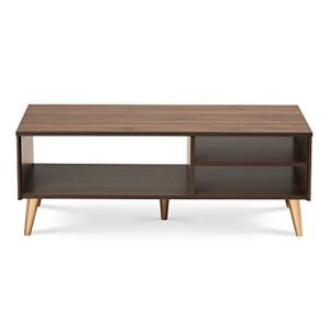 Baxton Studio Landen Coffee Tables, Walnut Brown/Gold