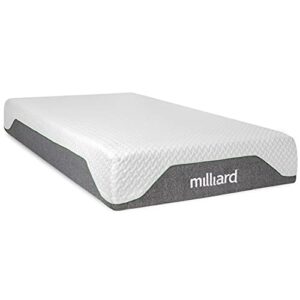 milliard memory foam mattress 10 inch firm, bed-in-a-box | pressure relieving, classic (queen)