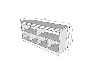 Manhattan Comfort Viennese Collection 6 Shelf Gloss Finished Long Buffet Cabinet / Dining Console with 4 Doors, White Gloss