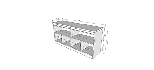 Manhattan Comfort Viennese Collection 6 Shelf Gloss Finished Long Buffet Cabinet / Dining Console with 4 Doors, White Gloss