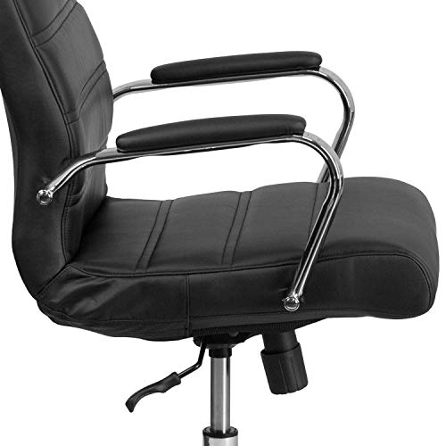 Flash Furniture Whitney High Back Desk Chair - Black LeatherSoft Executive Swivel Office Chair with Chrome Frame - Swivel Arm Chair