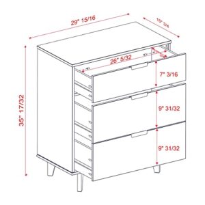 Walker Edison 3 Drawer Mid Century Modern Wood Dresser Bedroom Storage Drawer and Shelf Bedside End Table, 3 Drawer, Caramel