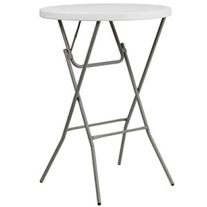 flash furniture 2.6-foot round granite white plastic bar height folding table