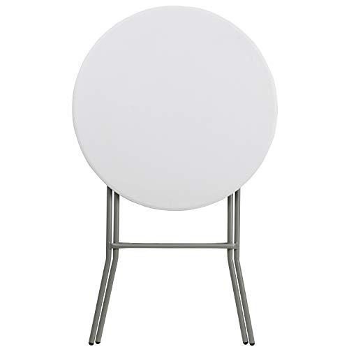 Flash Furniture 2.6-Foot Round Granite White Plastic Bar Height Folding Table