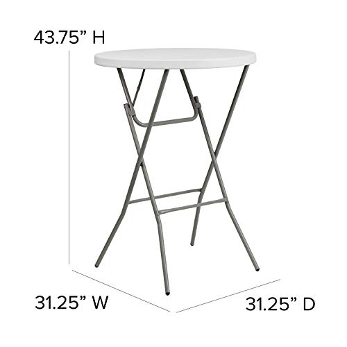 Flash Furniture 2.6-Foot Round Granite White Plastic Bar Height Folding Table