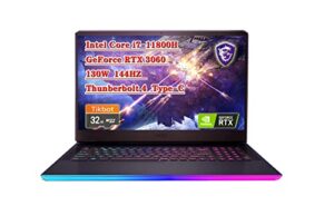 msi ge76 raider gaming laptop intel core i7-11800h, geforce rtx 3060, 17.3″ fhd 144hz, 16gb ram 1tb nvme ssd, wi-fi6, windows 10