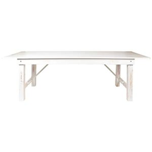 Flash Furniture HERCULES Series 9' x 40" Rectangular Antique Rustic White Solid Pine Folding Farm Table