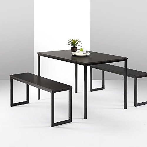 Zinus Louis Modern Studio Collection Soho Dining Table with Two Benches (3 piece set) - Espresso