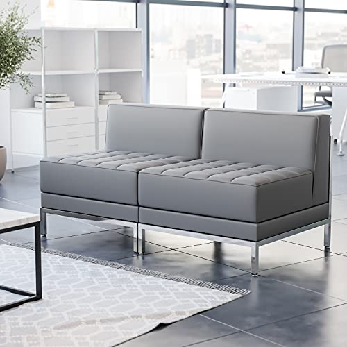 Flash Furniture HERCULES Imagination Series 2 Piece Gray LeatherSoft Waiting Room Lounge Set - Reception Bench