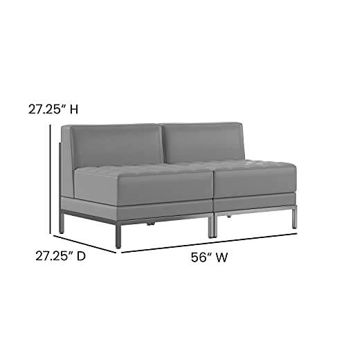 Flash Furniture HERCULES Imagination Series 2 Piece Gray LeatherSoft Waiting Room Lounge Set - Reception Bench