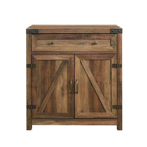 Walker Edison Cass Modern Farmhouse Double Barn Door Accent Cabinet, 30 Inch, Rustic Oak