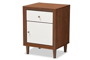 baxton studio fp-6783-walnut/white-ns nightstand, medium, white and walnut