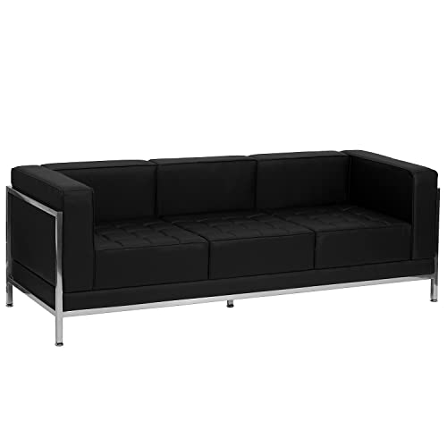 Flash Furniture HERCULES Imagination Series Contemporary Black LeatherSoft Sofa with Encasing Frame