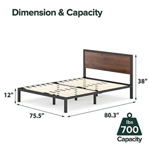 ZINUS Mory Metal Platform Bed Frame / Wood Slat Support / No Box Spring Needed / Easy Assembly, King