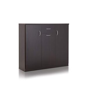 iohomes darrion modern 10-shelf shoe cabinet with center drawer, espresso