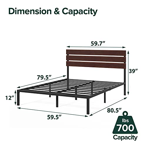 Zinus Figari Bamboo and Metal Platform Bed Frame / Mattress Foundation with Sturdy Metal Slats / No Box Spring Needed / Sustainable Bamboo Headboard, Slatted Headboard, Queen