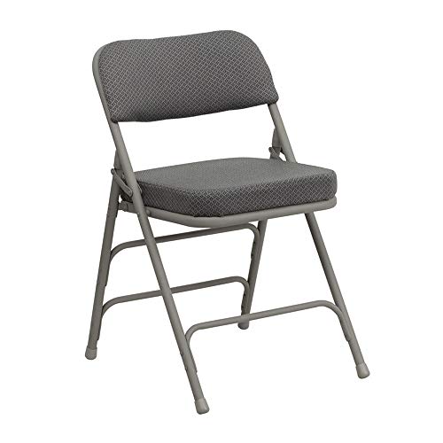 Flash Furniture 2 Pack HERCULES Series Premium Curved Triple Braced & Double Hinged Gray Fabric Metal Folding Chair