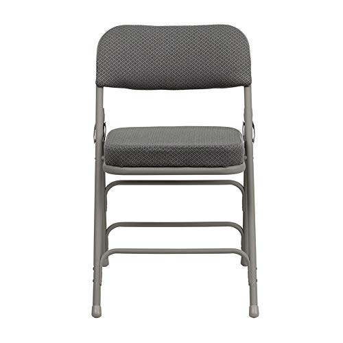 Flash Furniture 2 Pack HERCULES Series Premium Curved Triple Braced & Double Hinged Gray Fabric Metal Folding Chair